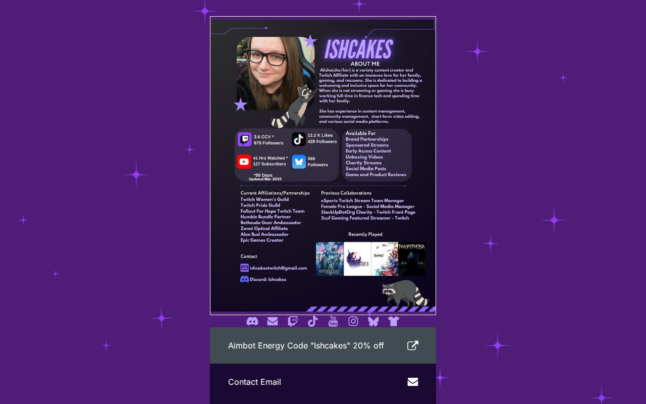 Ishcakes' Media Kit and Contact Information
